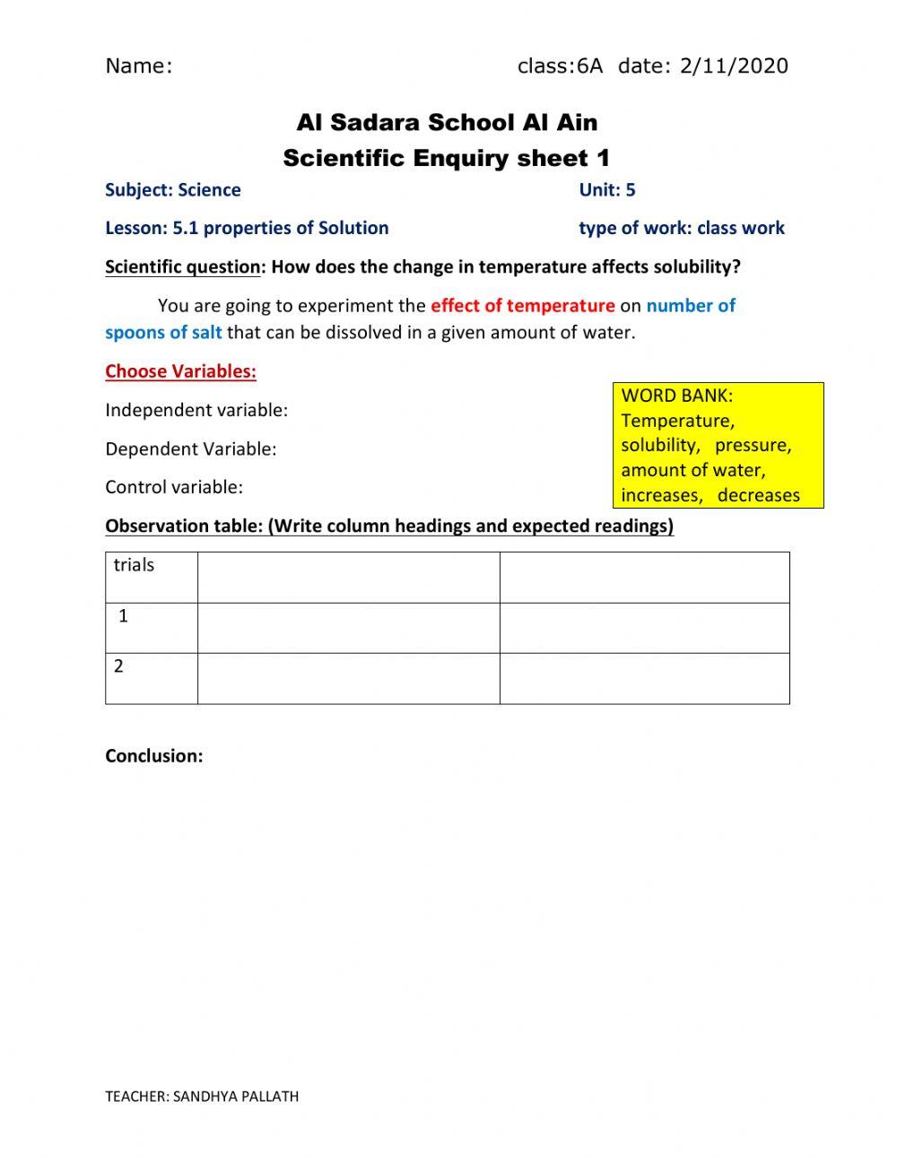solubility- pla… | Free Interactive Worksheets | 6190423