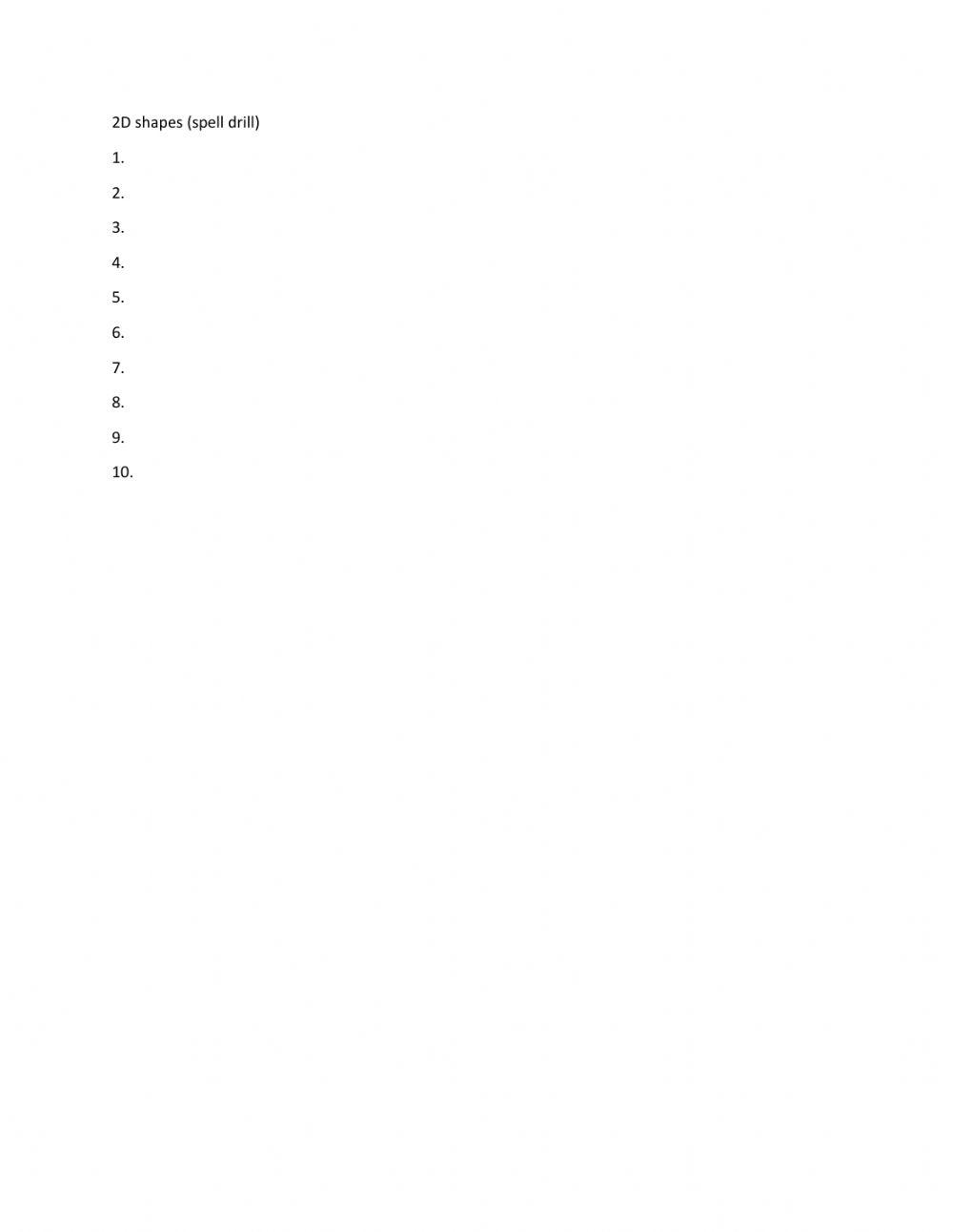 Spell drill 2d shapes worksheet | Live Worksheets
