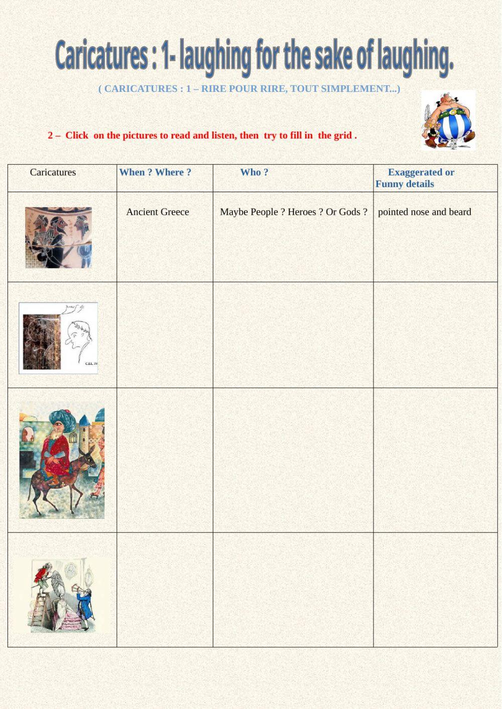 Caricatures : 1- laughing for the sake of laughing