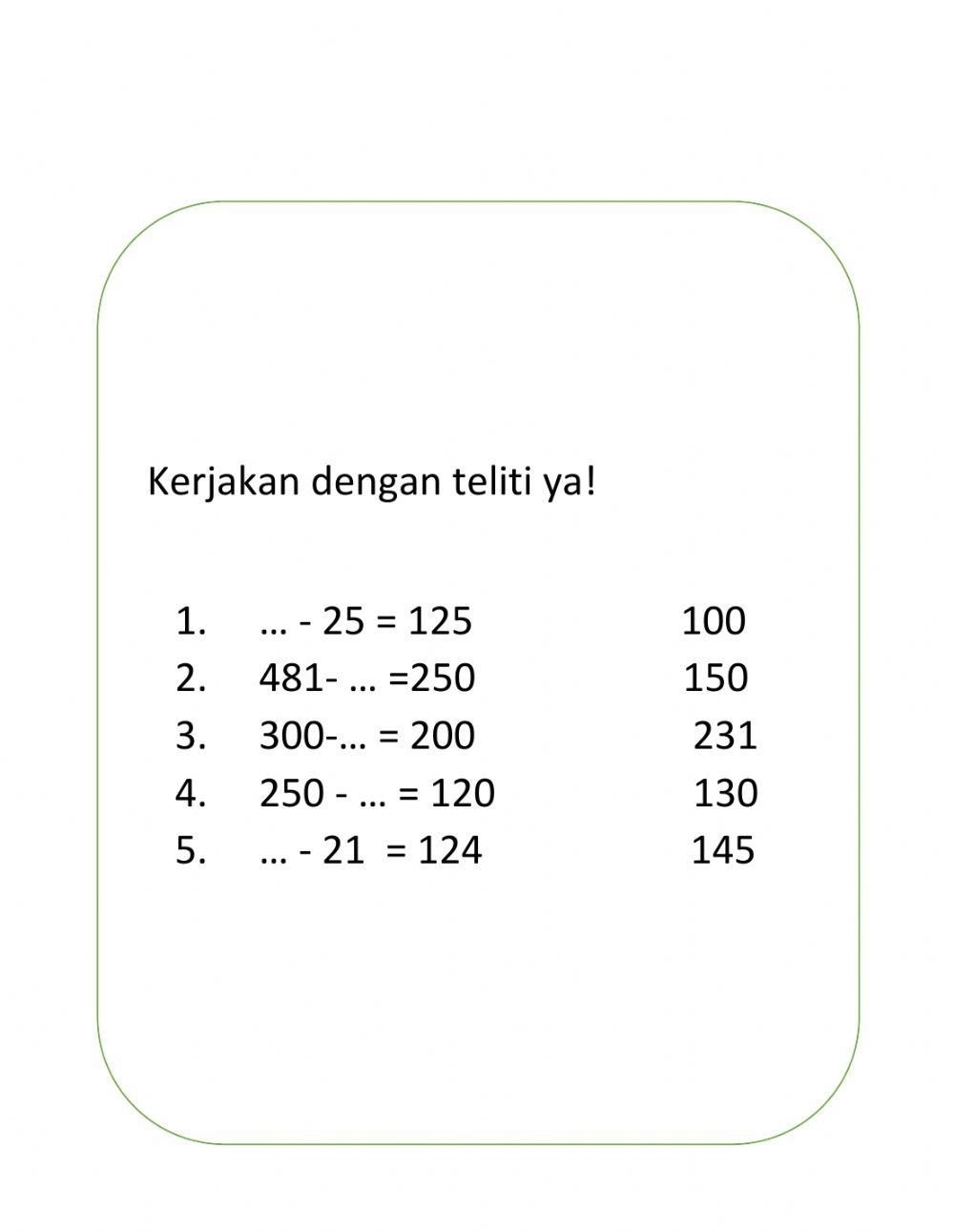 Pengurangan 462795 | Esti Purwani | Live Worksheets