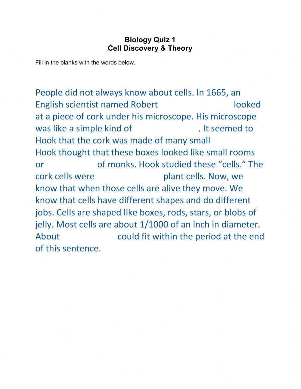 Cell Discovery And Theory Online Exercise For Live Worksheets cell-discovery-and-theory-online-exercise-for-live-worksheets