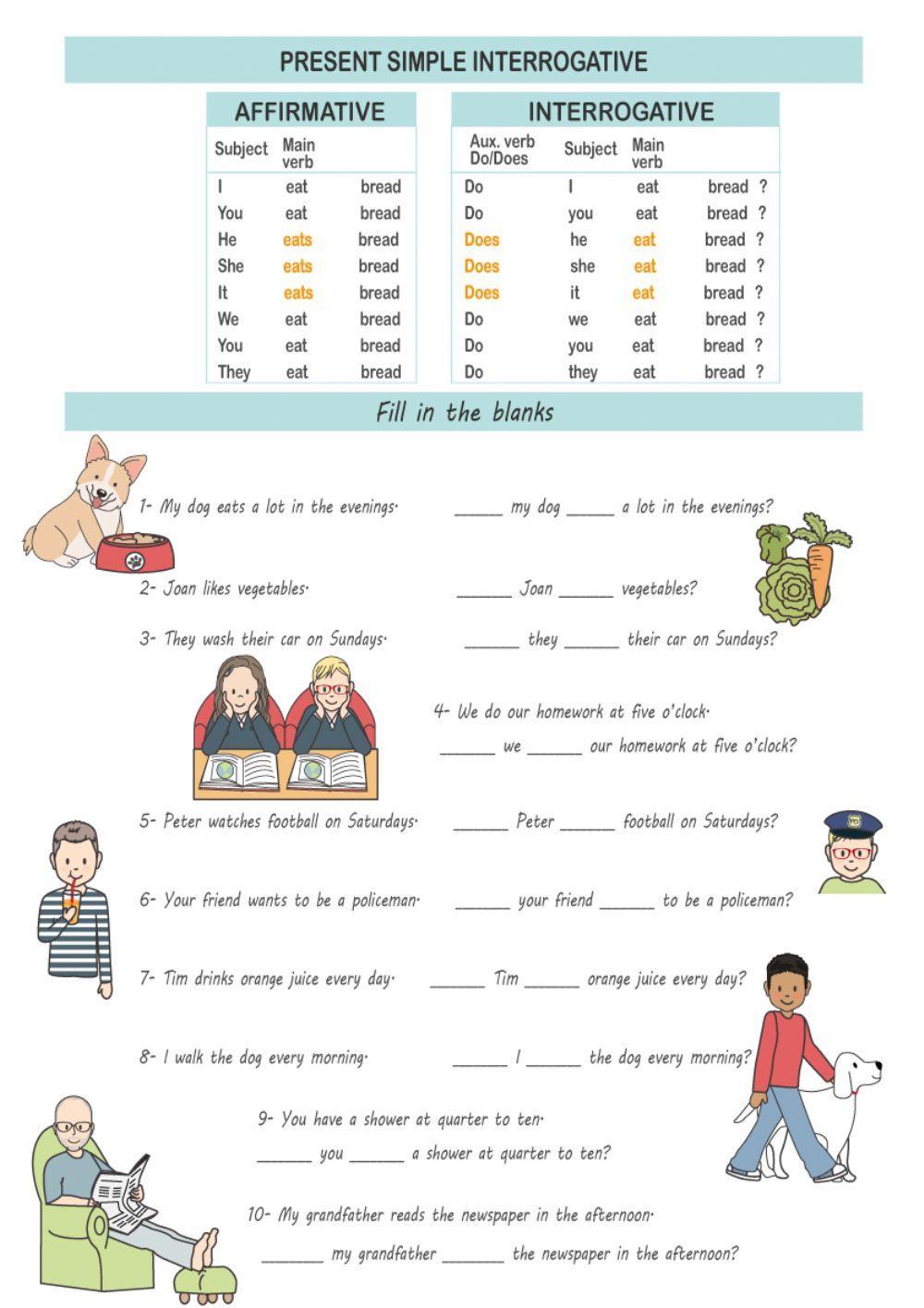 present simple … | Free Interactive Worksheets | 463354