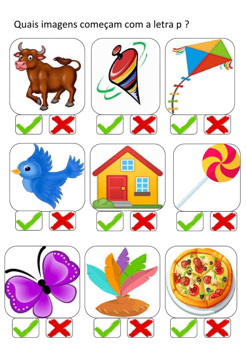 Letra P interactive worksheet for Educação Infantil | Live Worksheets