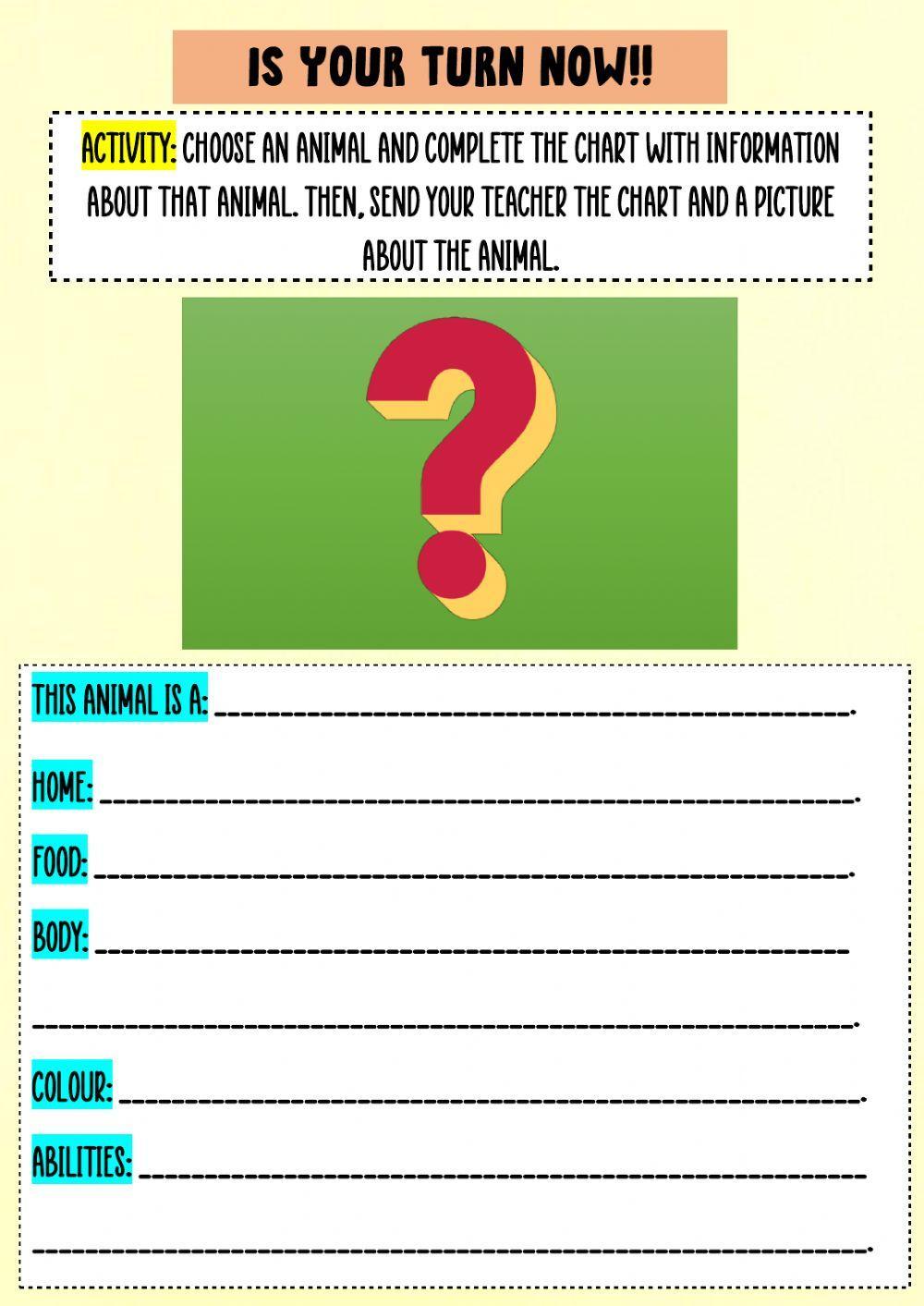 My Favourite An… | Free Interactive Worksheets | 463673