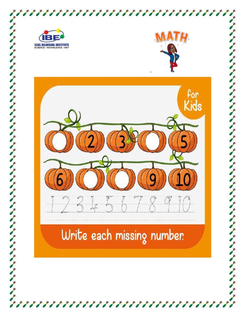 Missing numbers online pdf worksheet | Live Worksheets