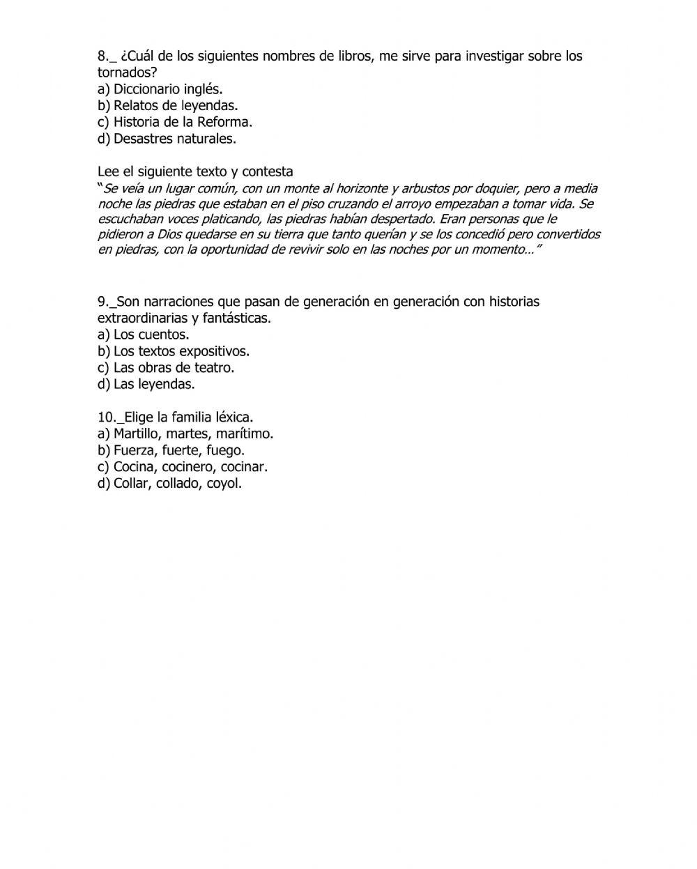 Español interactive worksheet for quinto | Live Worksheets