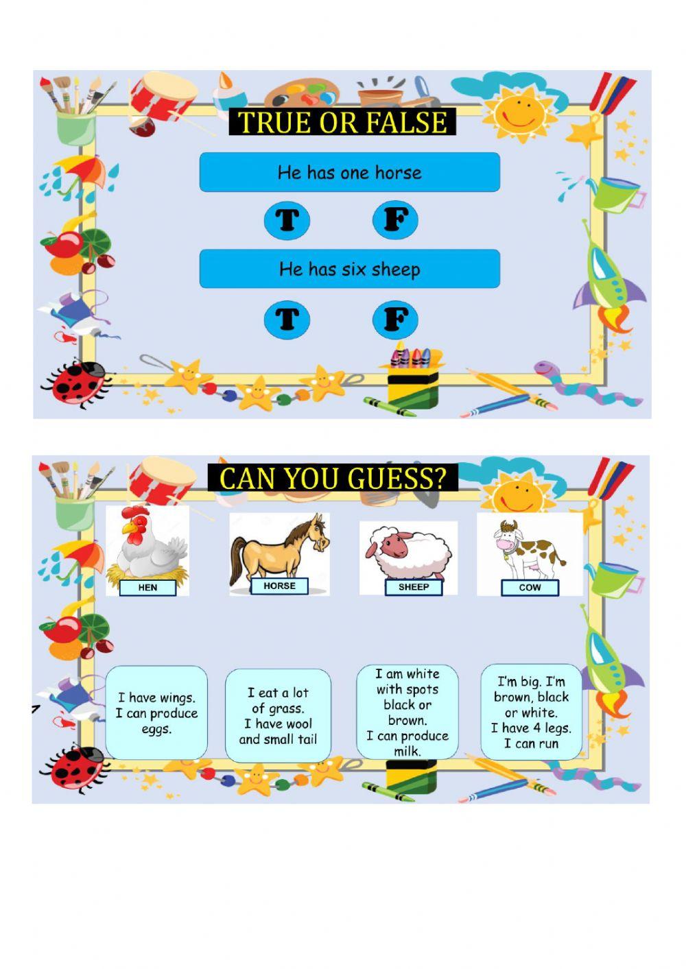 Farm animals online exercise for 3rd grade | Live Worksheets