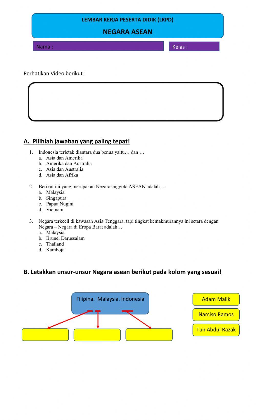 Negara Asean activity | Live Worksheets