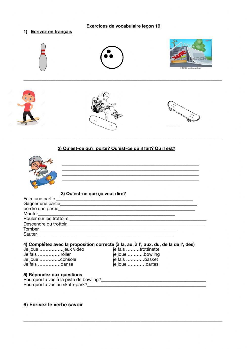 Unité 7 Lecon 19 worksheet | Live Worksheets