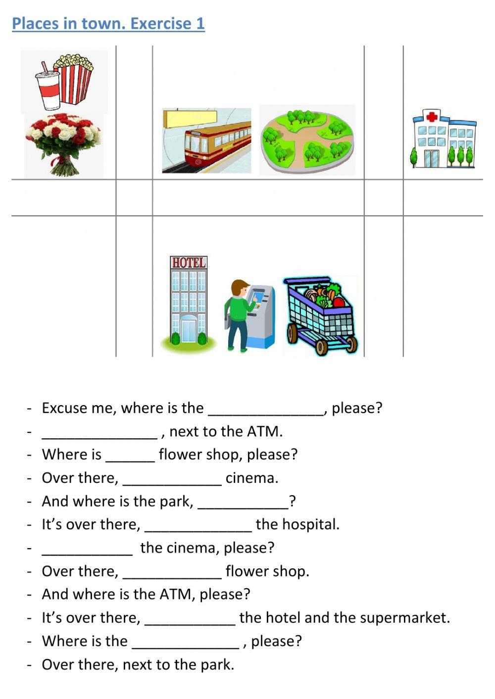 Places in town. Exercise 1 worksheet | Live Worksheets