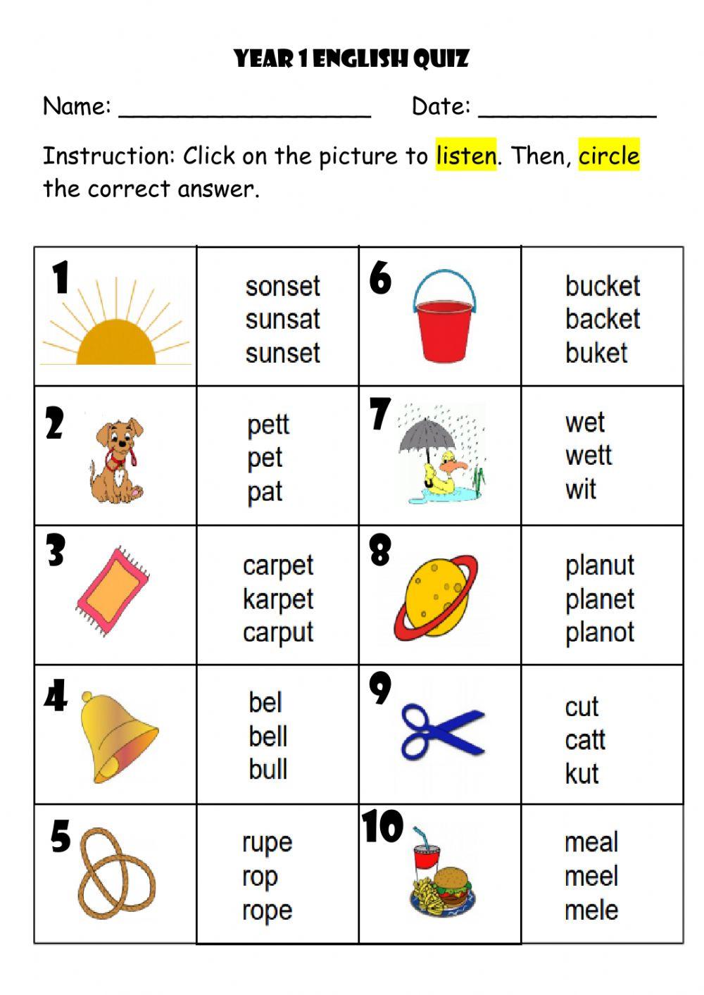 English Quiz | Miss_Lye | Live Worksheets