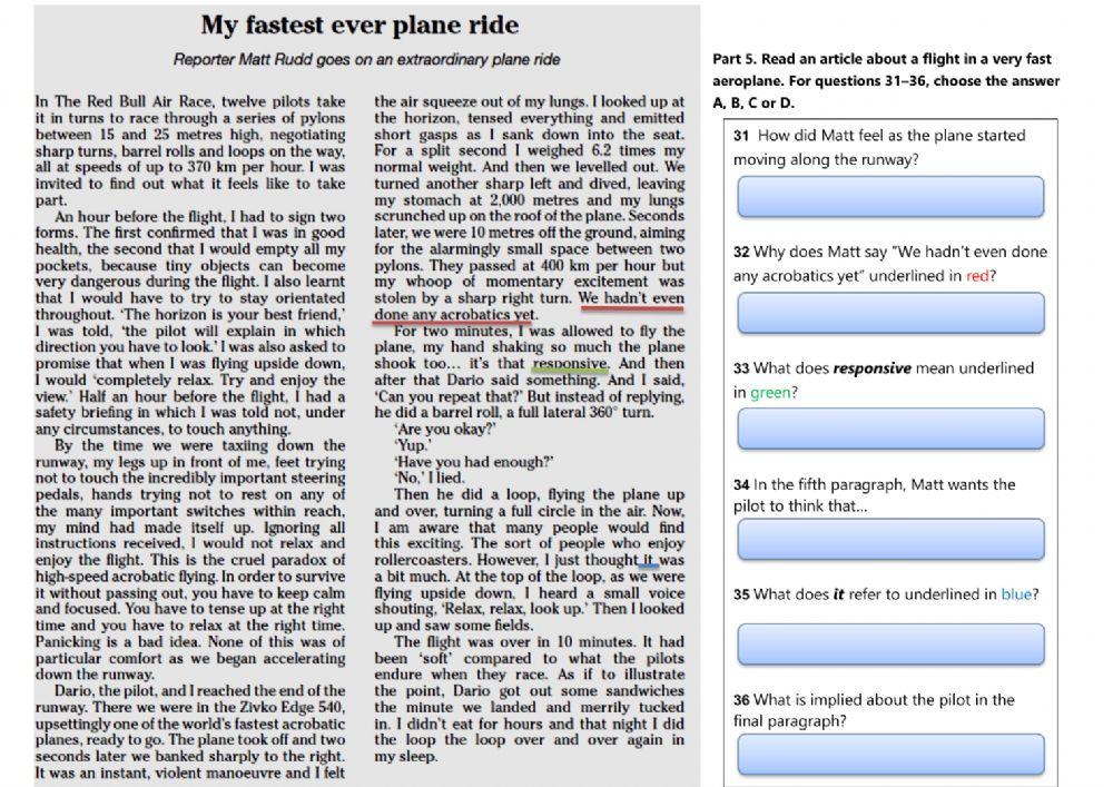 FCE Test 5 Reading and Use of English online exercise for | Live Worksheets