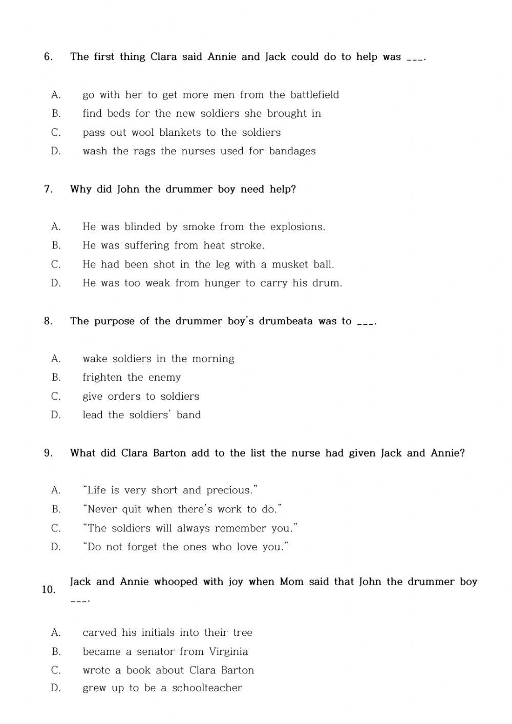 Magic tree house - 21권Civil War on Sunday online exercise for | Live ...