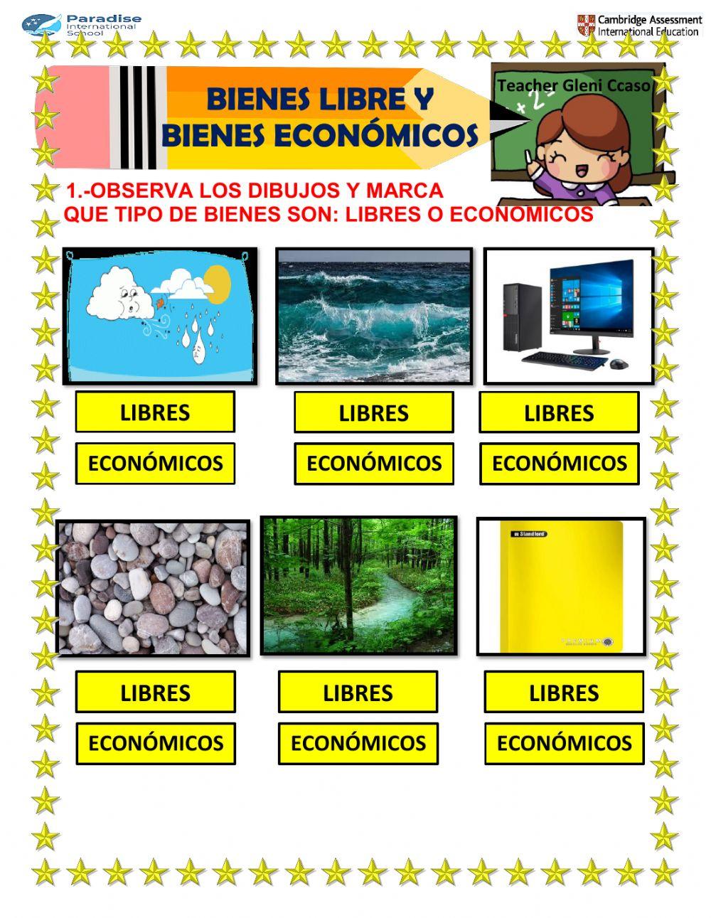 Bienes LIBRES Y ECONÓMICOS worksheet | Live Worksheets