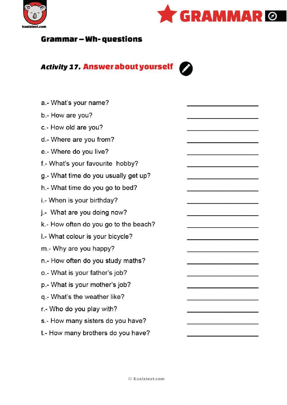 wh questions 7 online exercise for | Live Worksheets