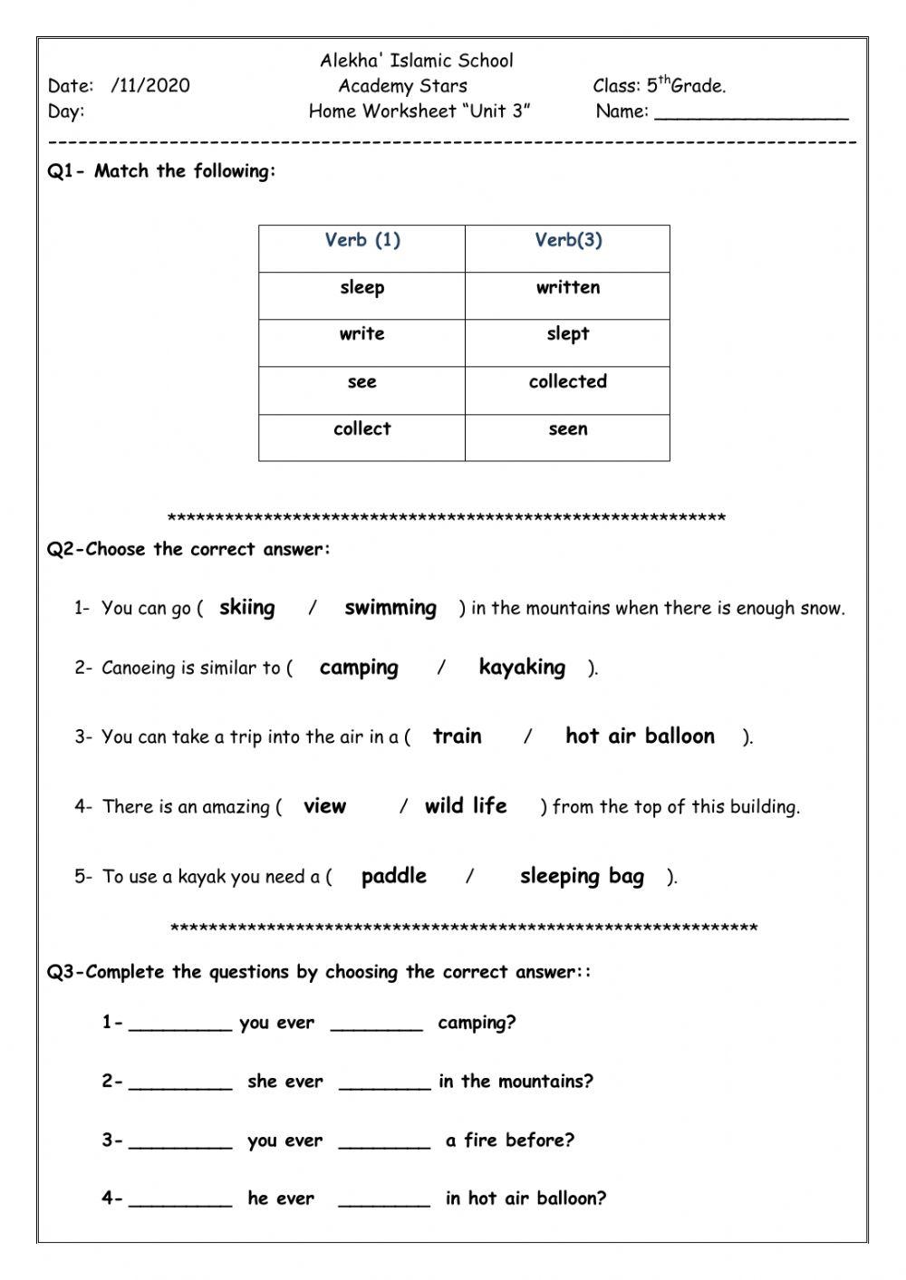 5th worksheet worksheet | Live Worksheets