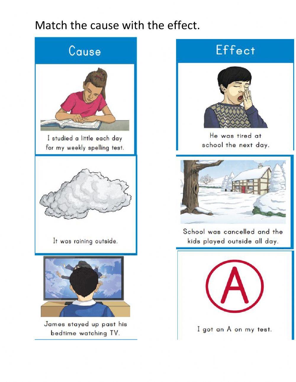 Cause and effect free online exercise | Live Worksheets