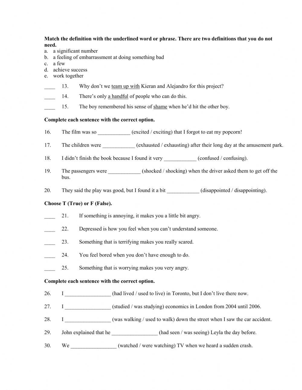 English exam online worksheet for 11 | Live Worksheets