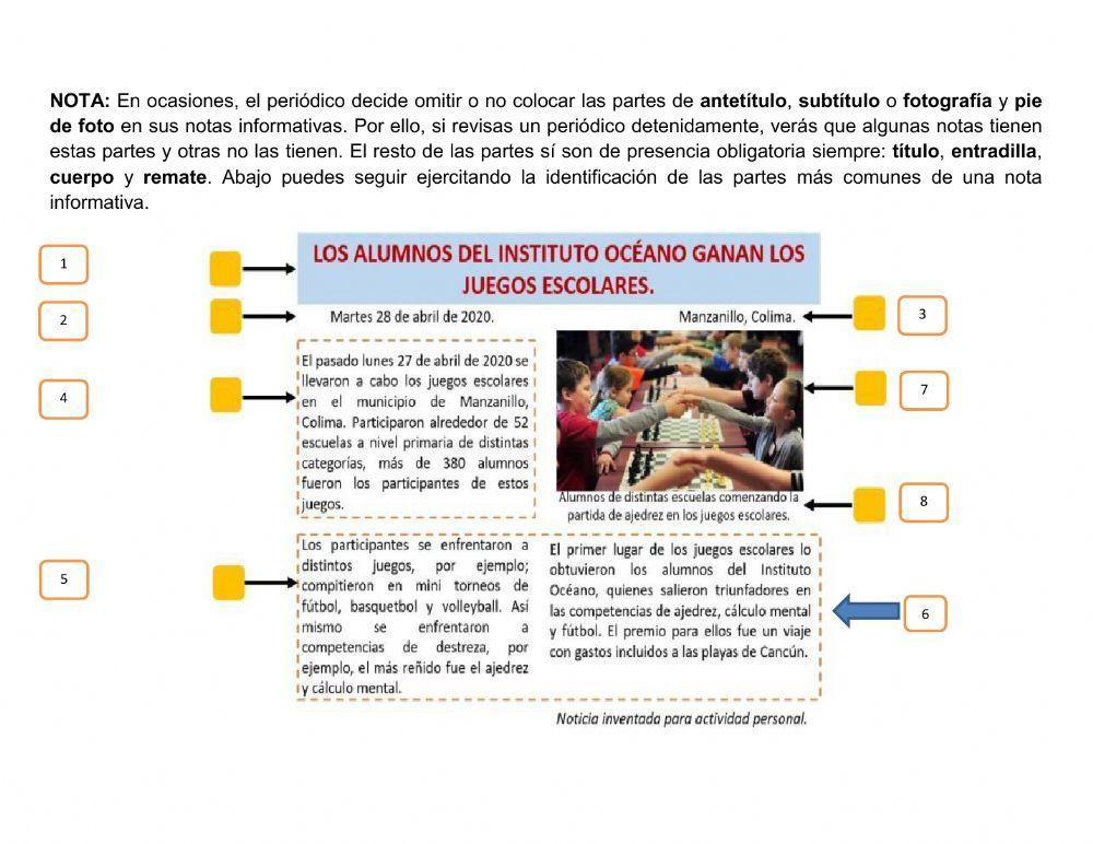 Partes De La Nota Informativa Actividades - Image to u