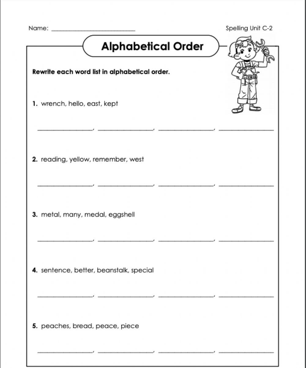 Alphabetical Order C-2 4th Grade worksheet | Live Worksheets