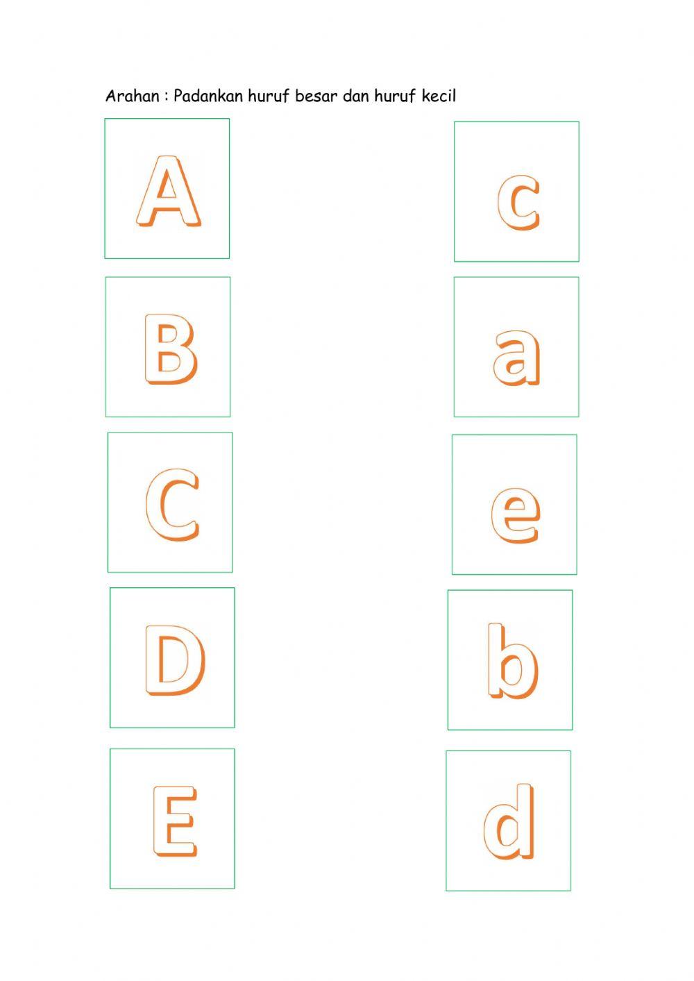 Huruf Besar dan Kecil A-E worksheet | Live Worksheets