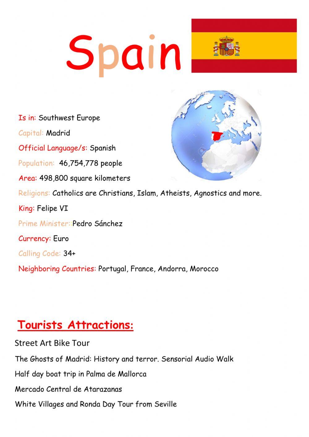 Spain, Dina Shterengas worksheet | Live Worksheets