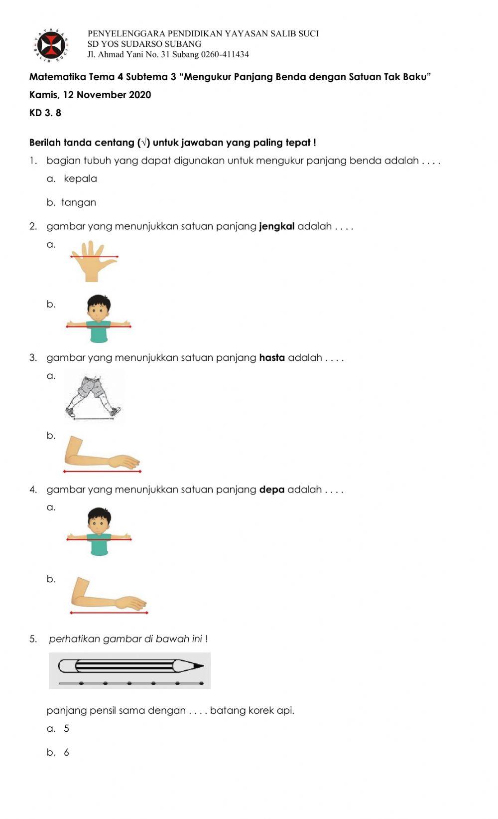 Mengukur Panjan… | Free Interactive Worksheets | 492907