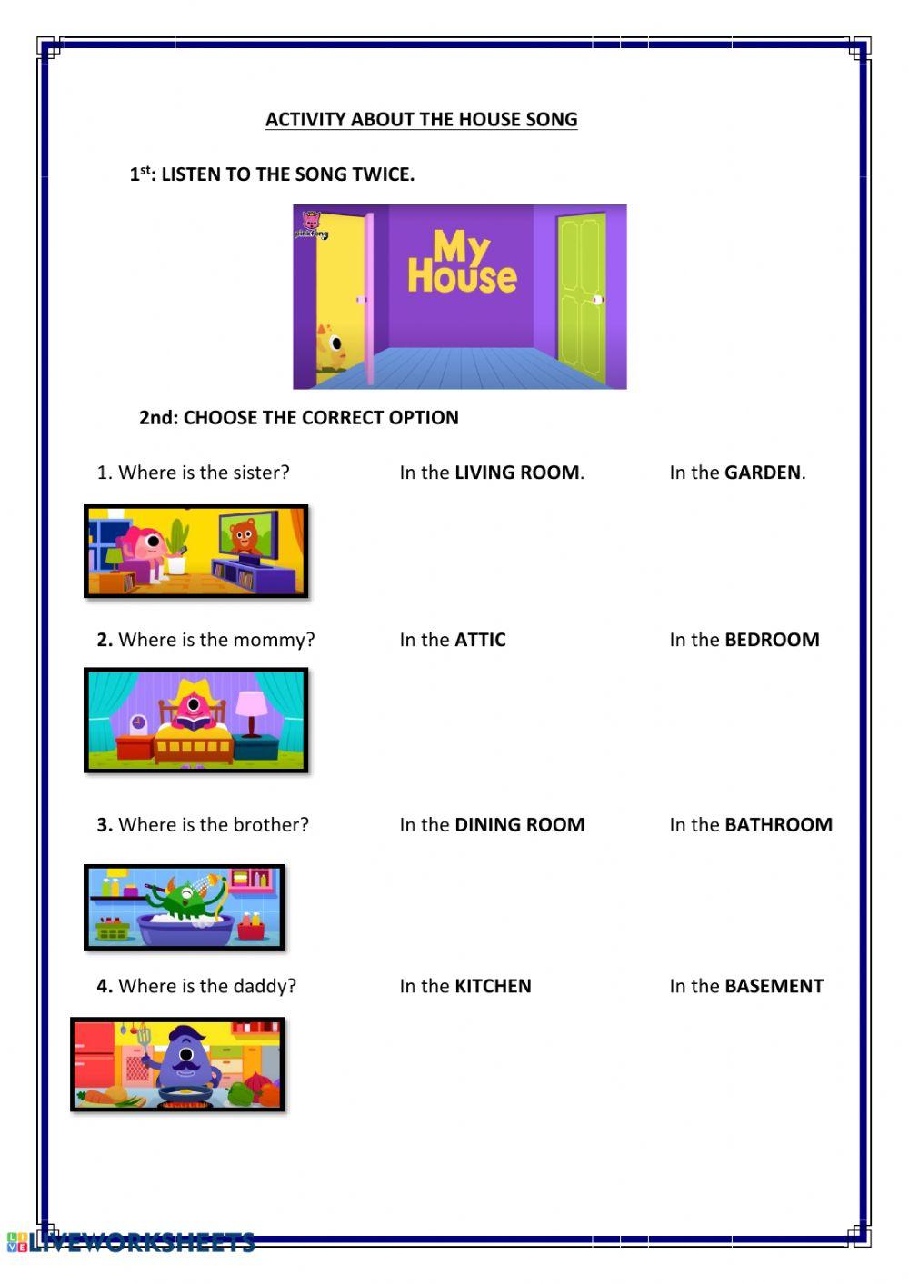 HOUSE ROOMS online exercise for | Live Worksheets