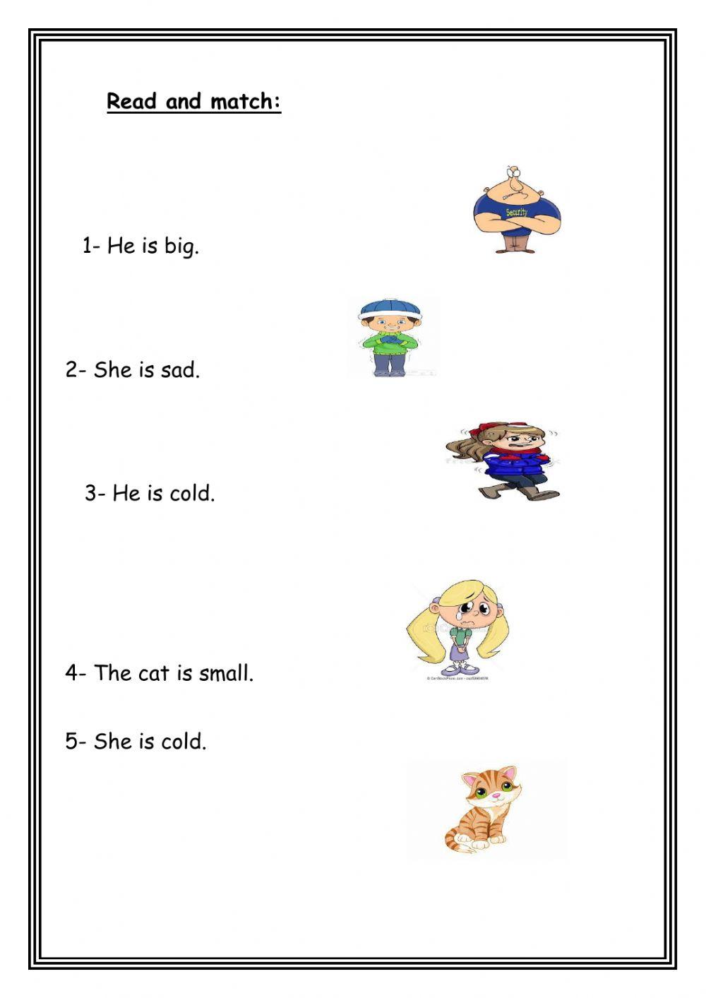 Read and match online exercise for kg | Live Worksheets