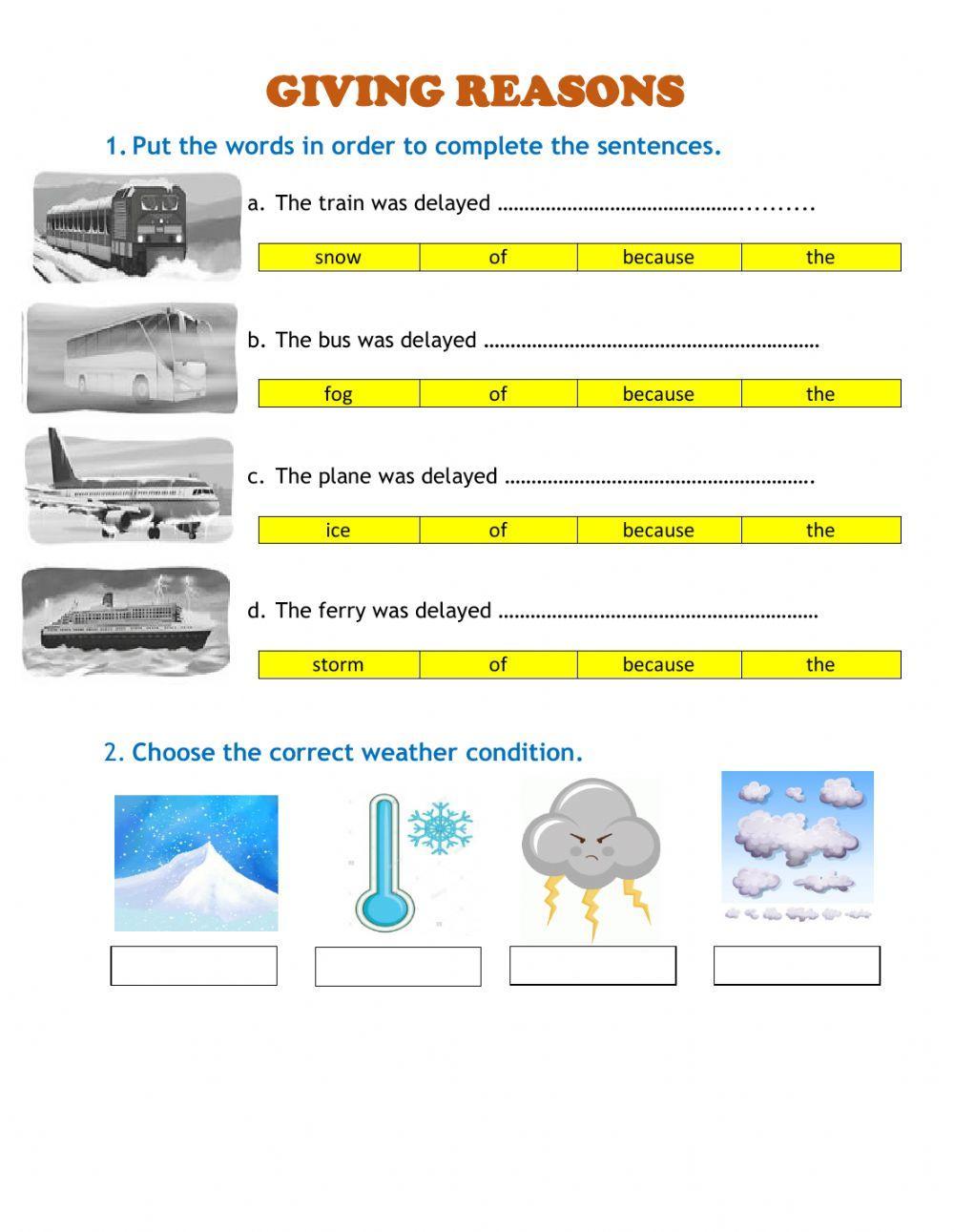 Giving Reasons | Free Interactive Worksheets | 494074