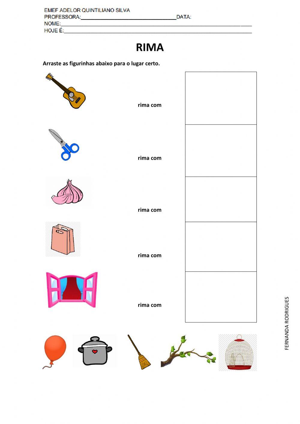 Rima exercise for Ensino fundamental | Live Worksheets