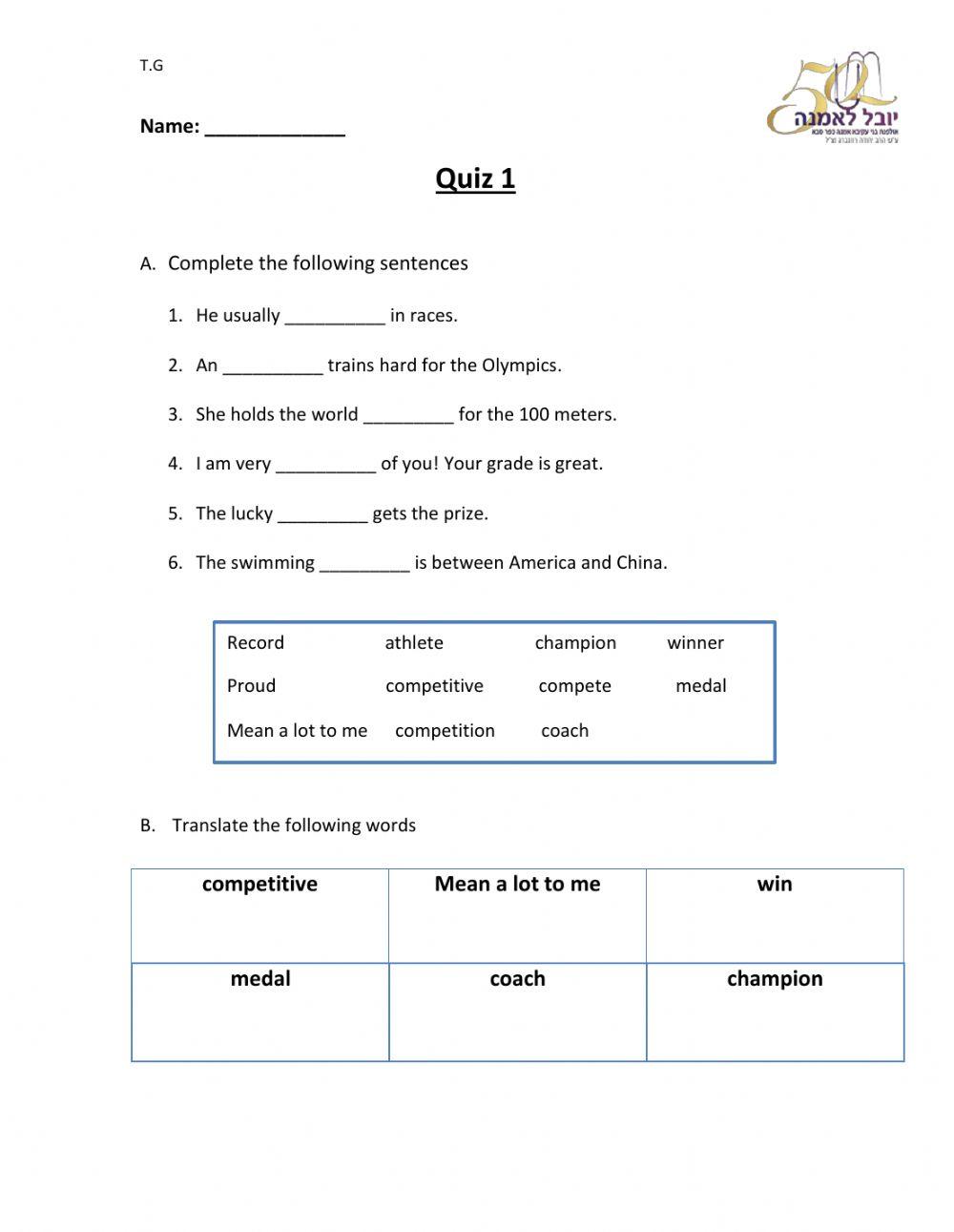 Quiz 3 online activity | Live Worksheets
