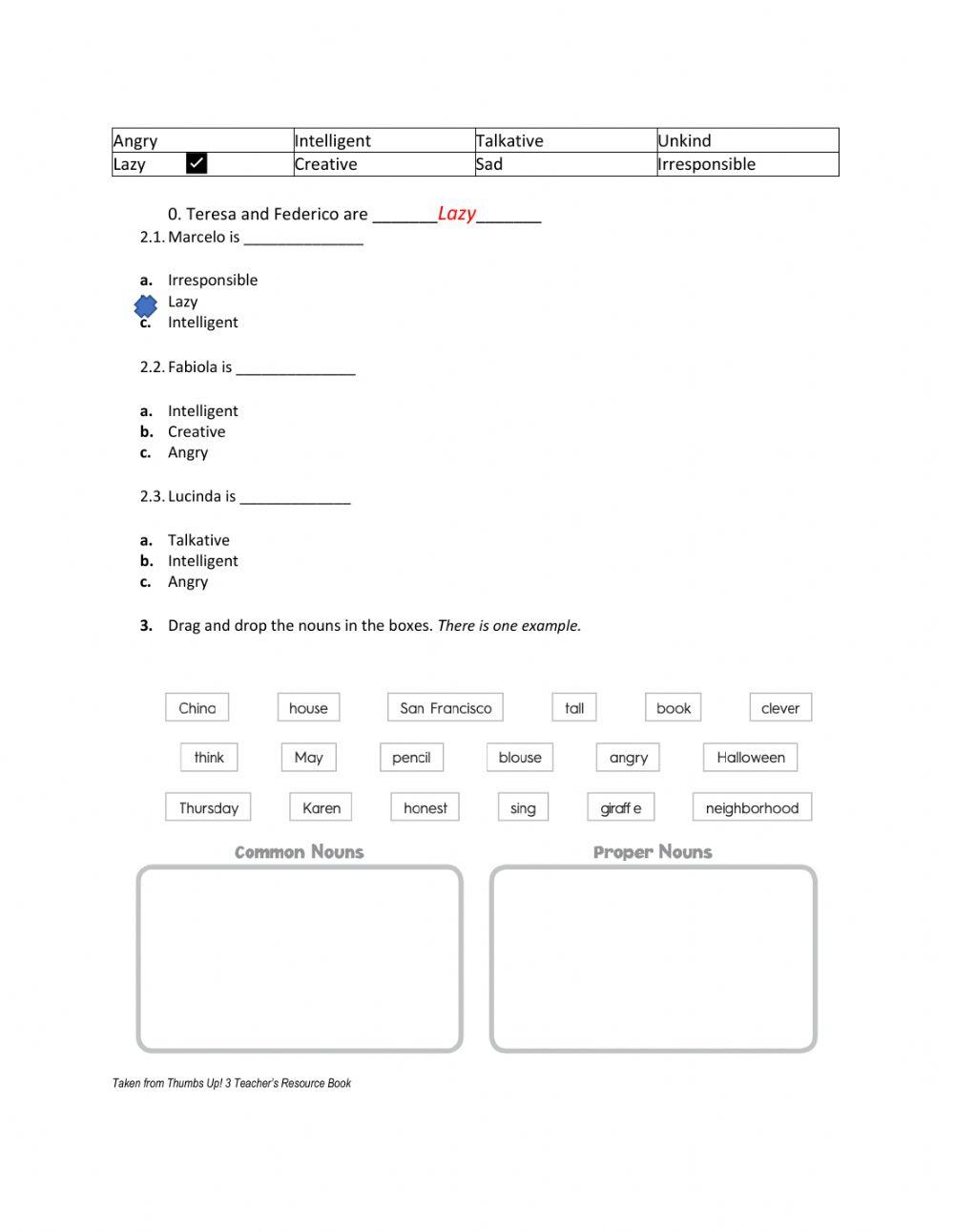 English test fourth term-second grade online exercise for | Live Worksheets