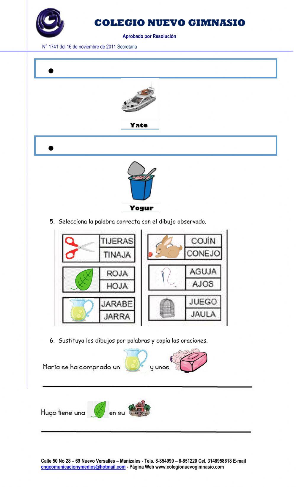 Español online worksheet for grado primero | Live Worksheets