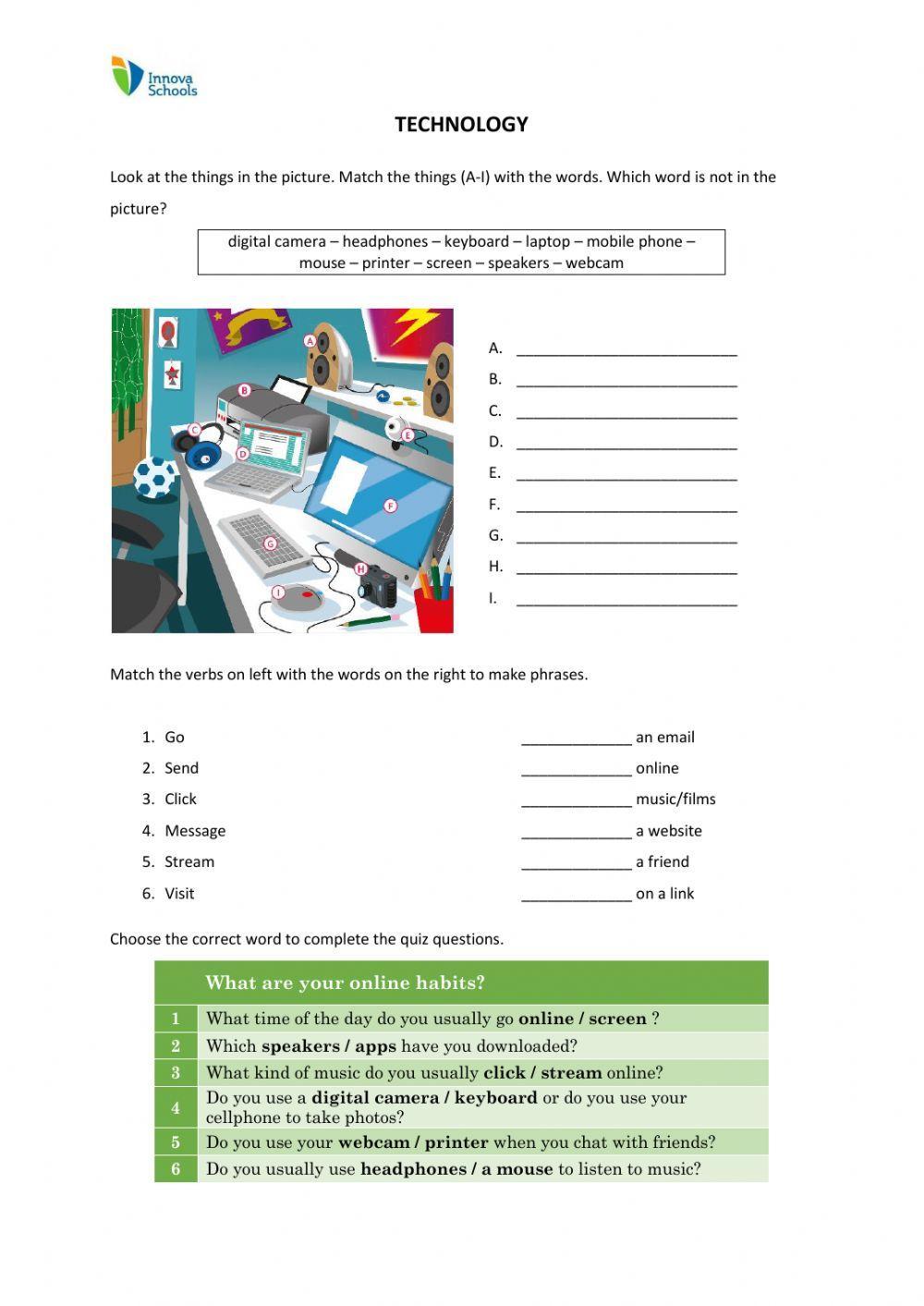 Technology and … | Free Interactive Worksheets | 494740