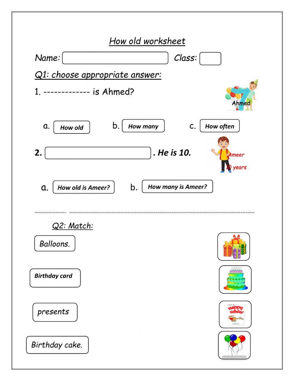 How old worksheet online exercise for | Live Worksheets