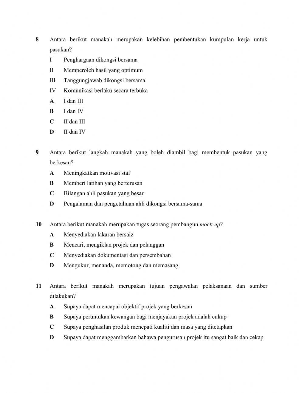 Pengurusan reka bentuk projek worksheet | Live Worksheets