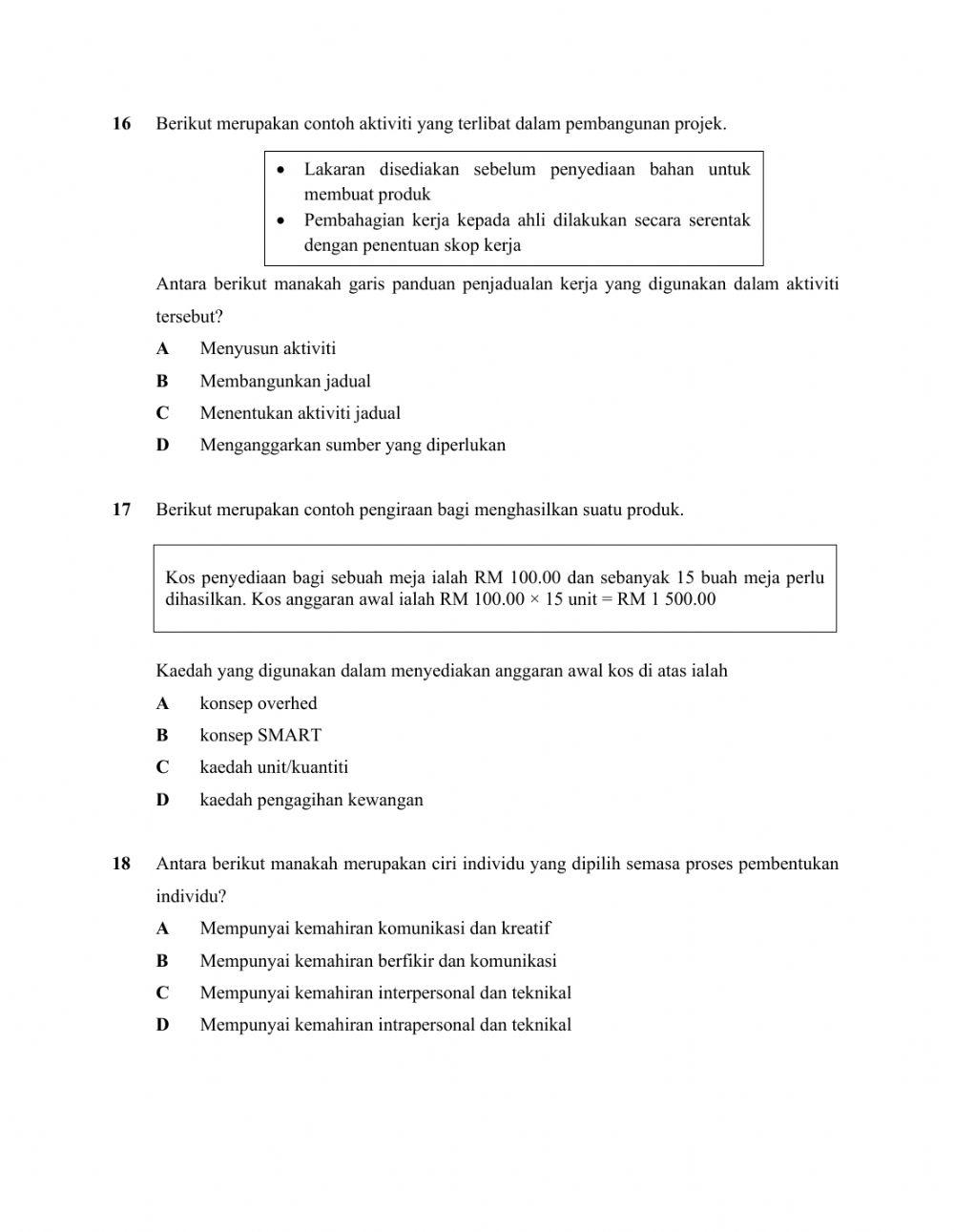 Pengurusan reka bentuk projek worksheet | Live Worksheets