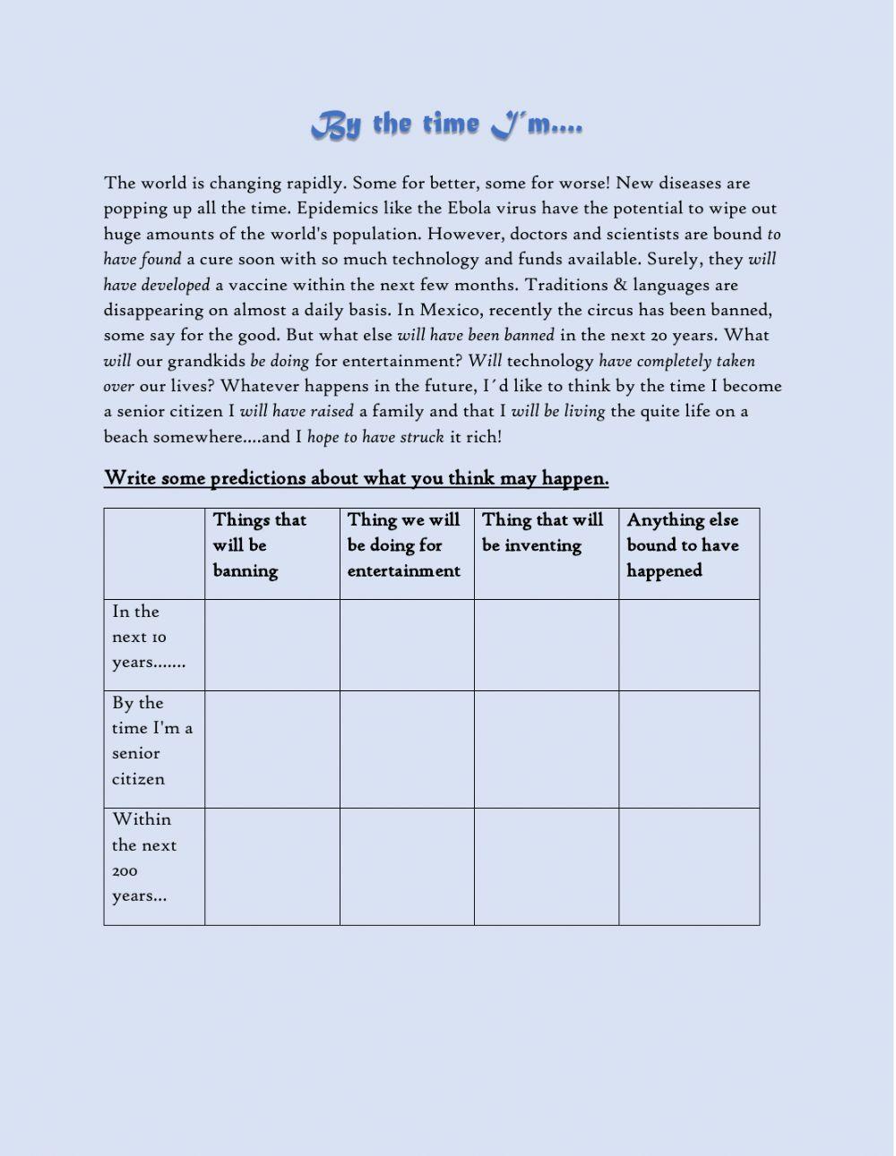 By this time worksheet | Live Worksheets