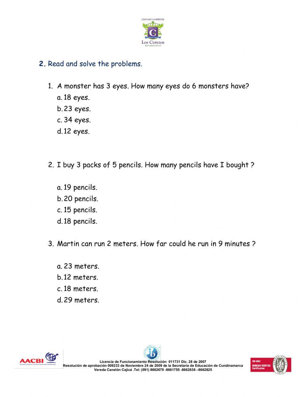 Math Test Interactive Exercise | Live Worksheets