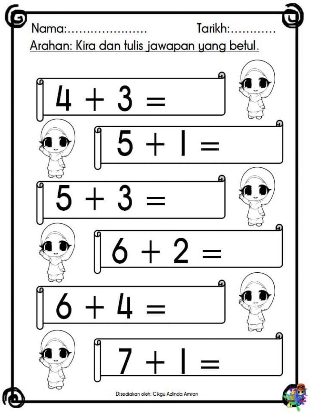 Operasi Tambah interactive worksheet for Preschool | Live Worksheets