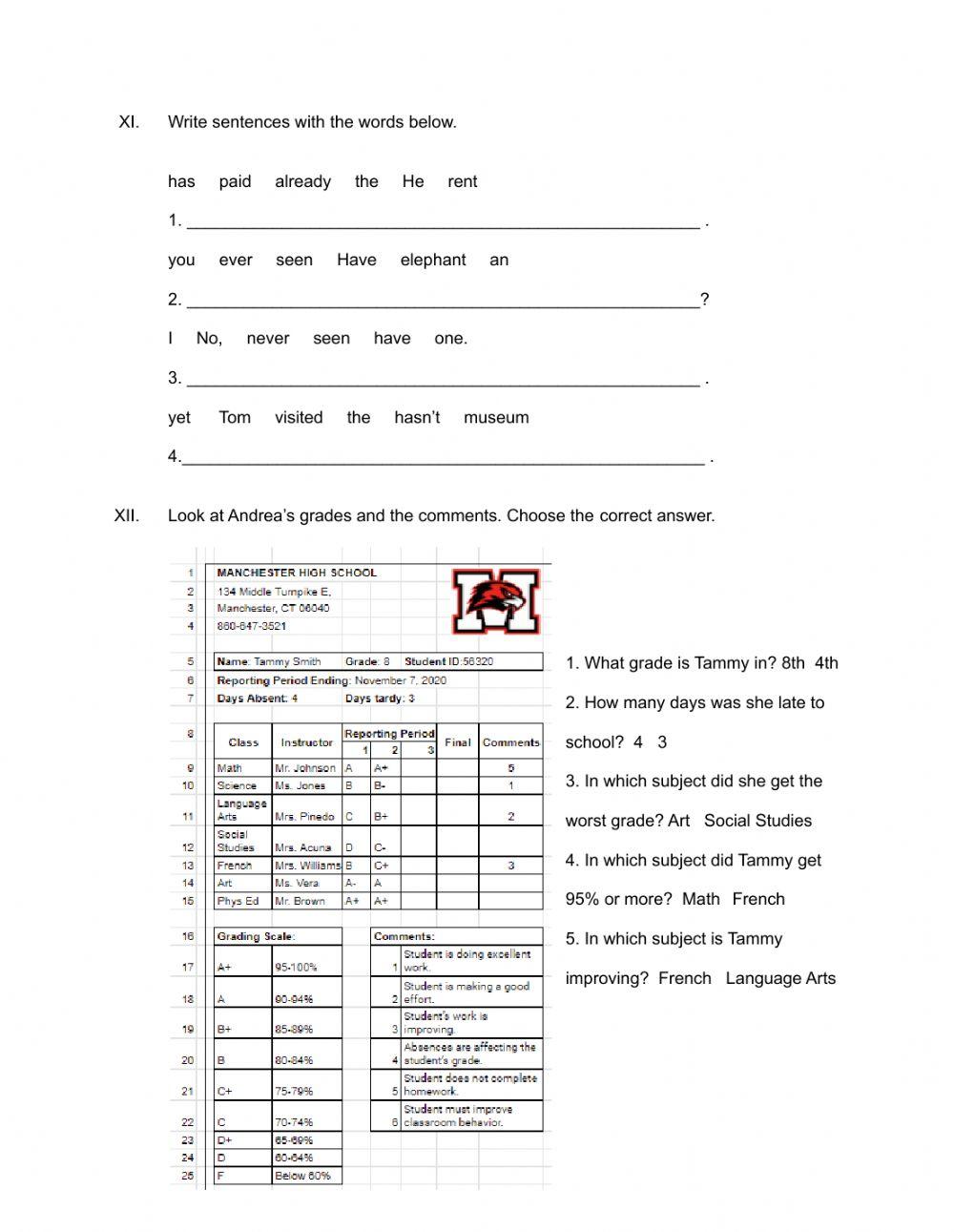 Low Intermediate Module 2 Assessment worksheet | Live Worksheets