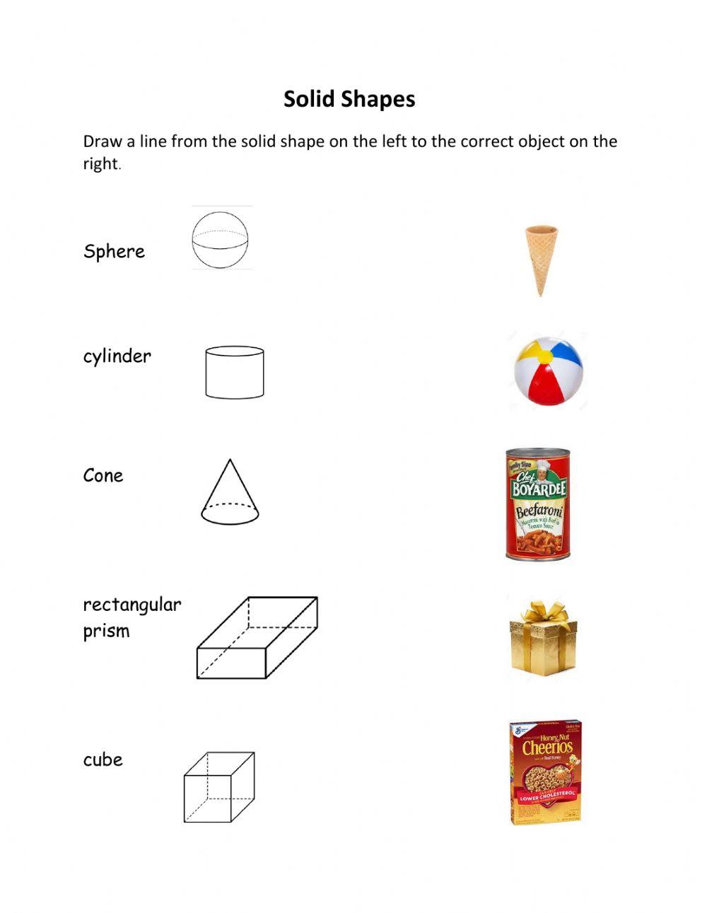 solids shapes worksheet