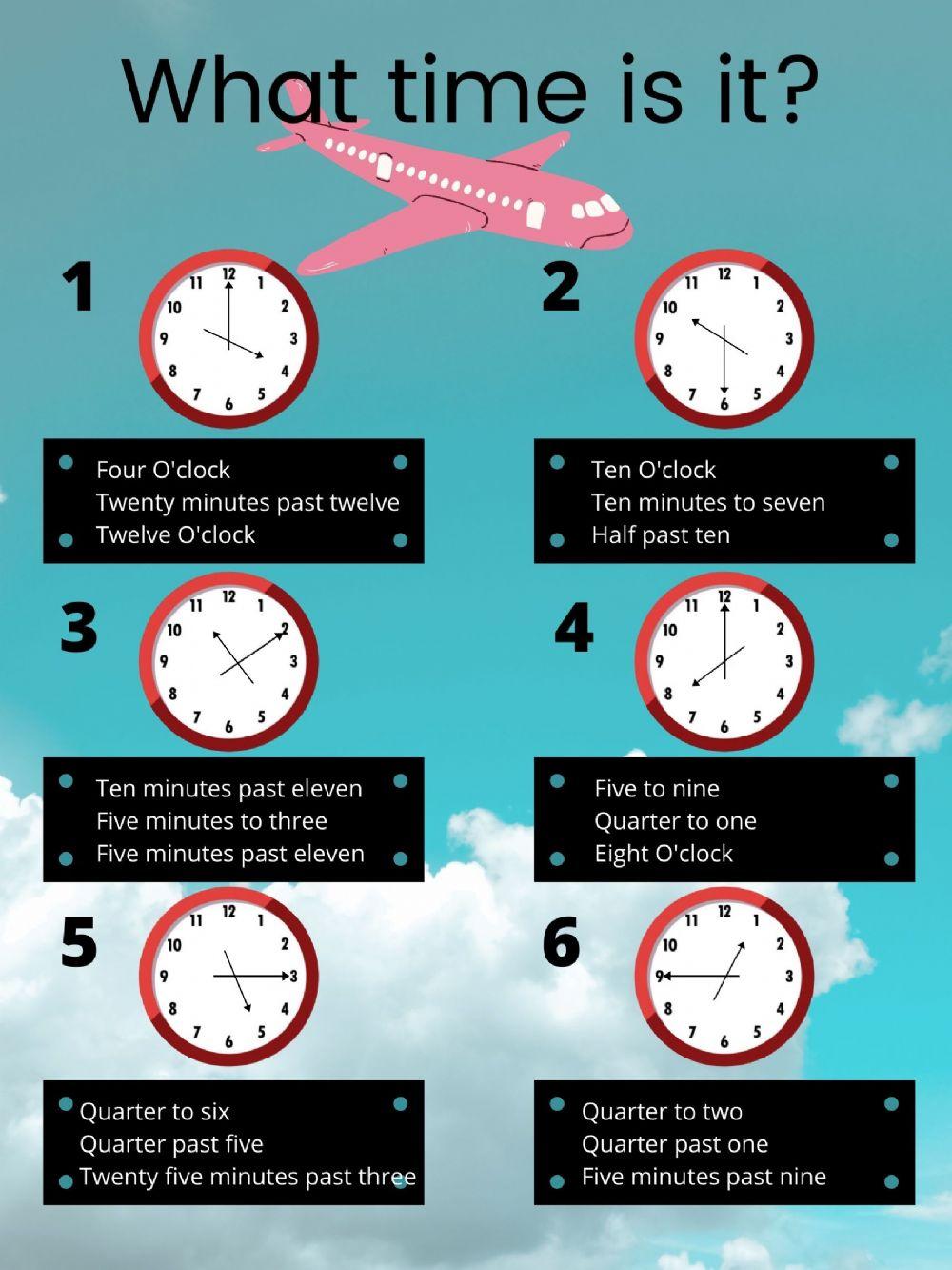 What time is it? online activity for A1 | Live Worksheets