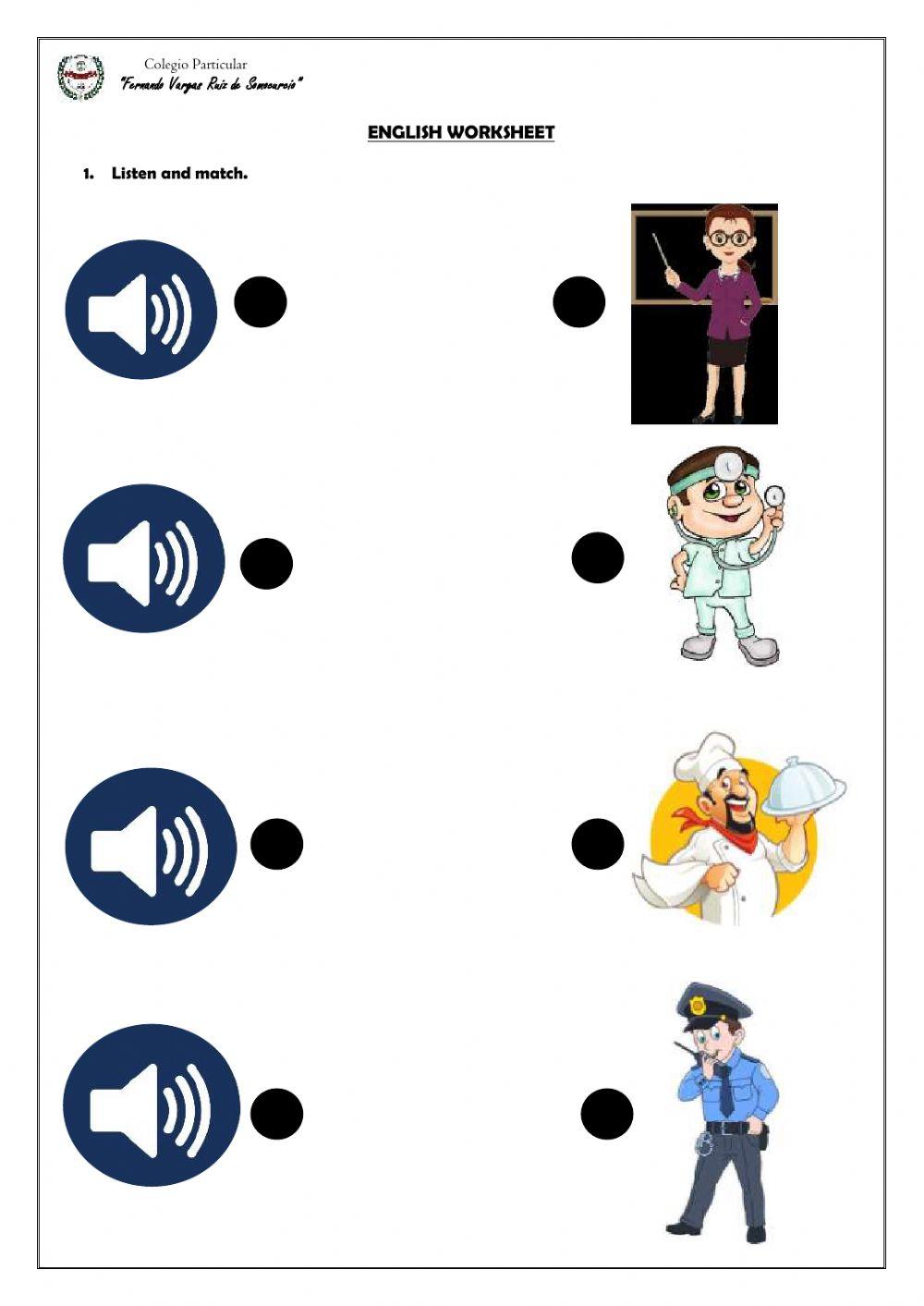 Professions interactive worksheet for ENGLISH | Live Worksheets