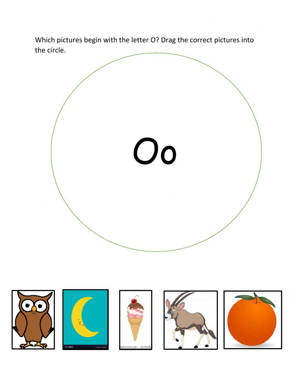 Letter O activity for pre k | Live Worksheets