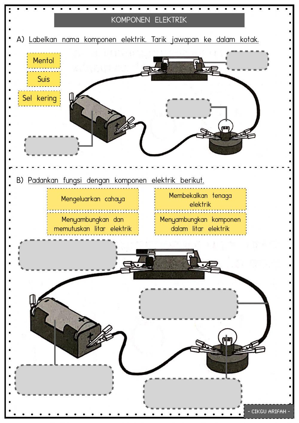 KOMPONEN ELEKTRIK worksheet | Live Worksheets