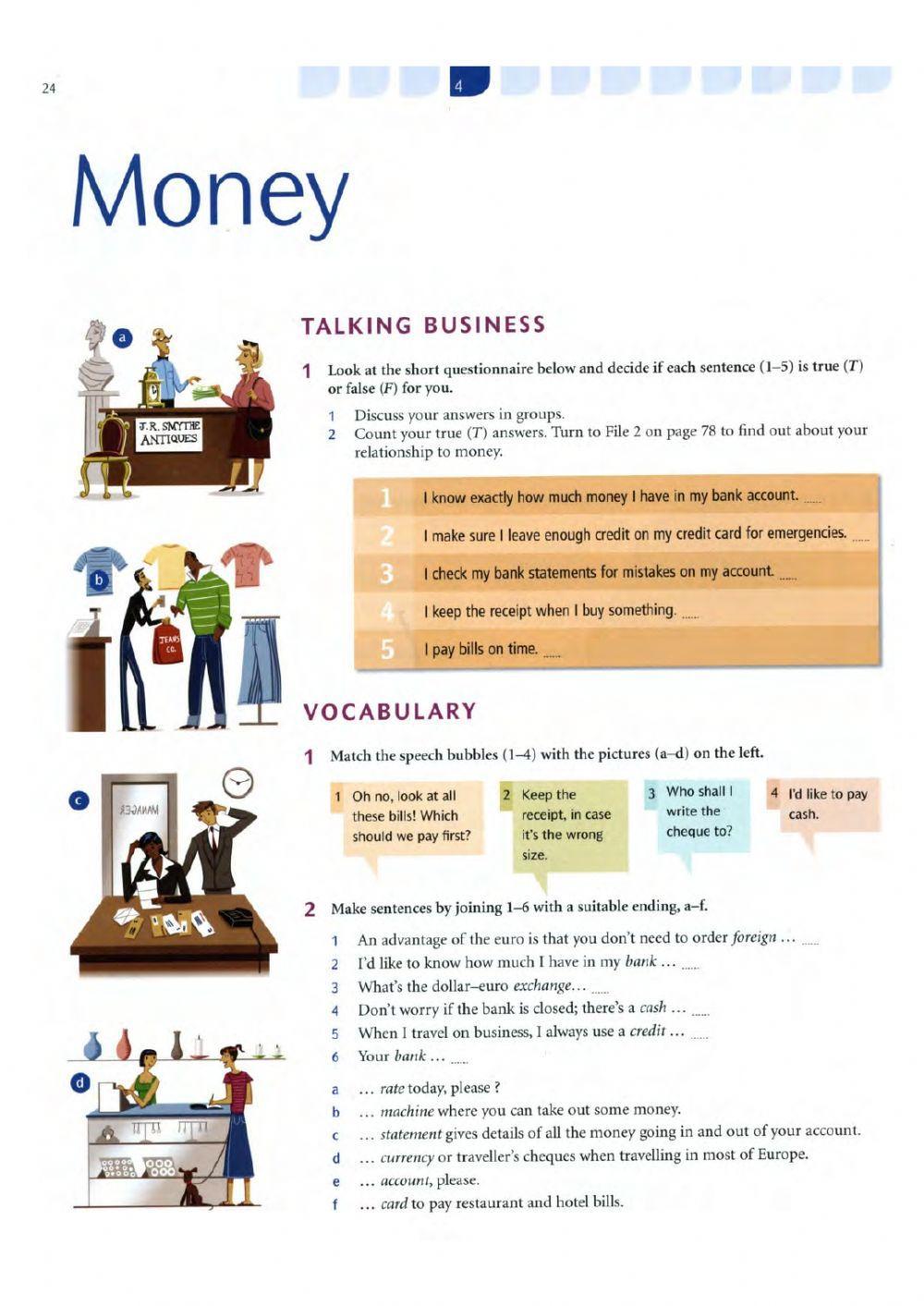 ProFile 1 Unit 4- Money- SB online exercise for | Live Worksheets
