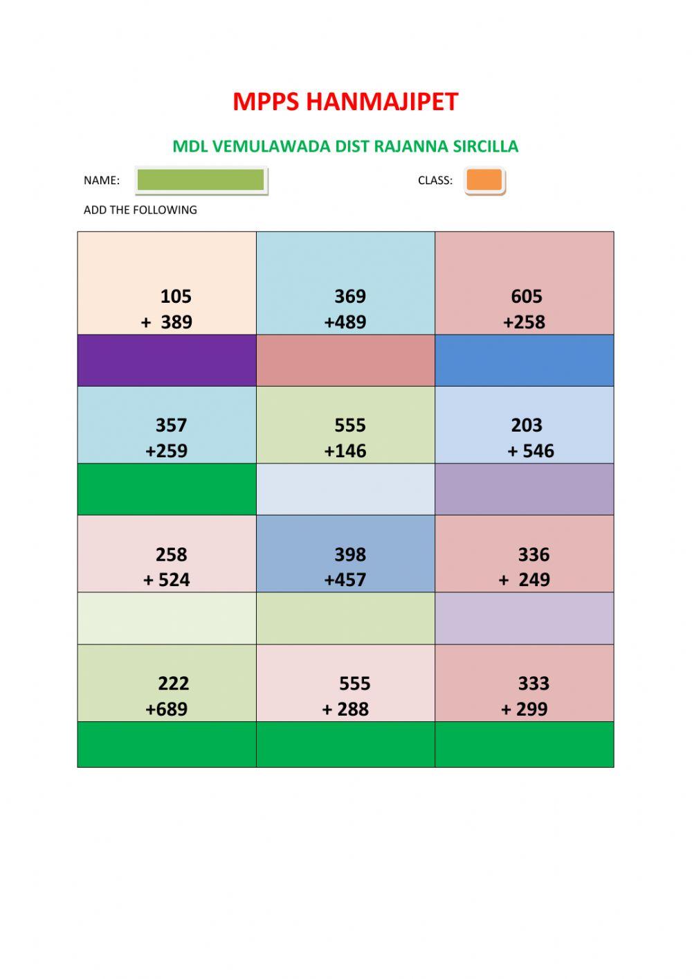 Addition online exercise for 2 and above | Live Worksheets
