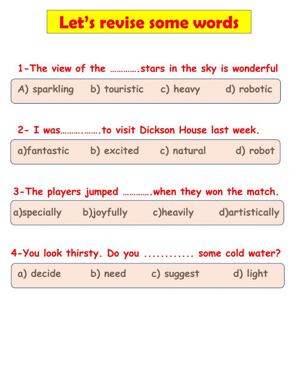 Voc exercise for 5 | Live Worksheets